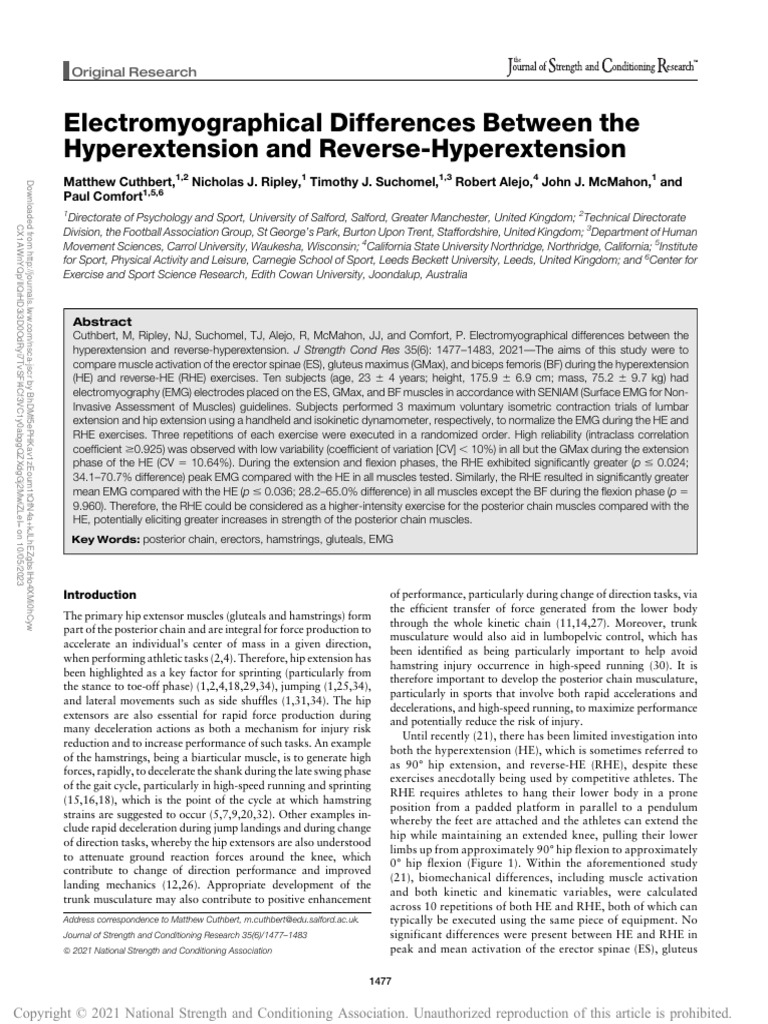 Electromyographical - Differences - Between - The Hyperextension and ...