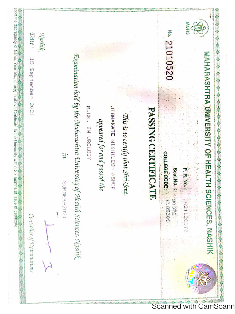 MCH Passing and Marksheet | PDF