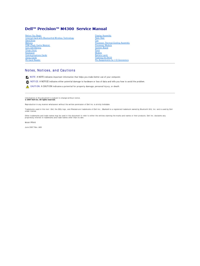 Precision-M4300 - Service Manual - En-Us | PDF | Electrical Connector ...