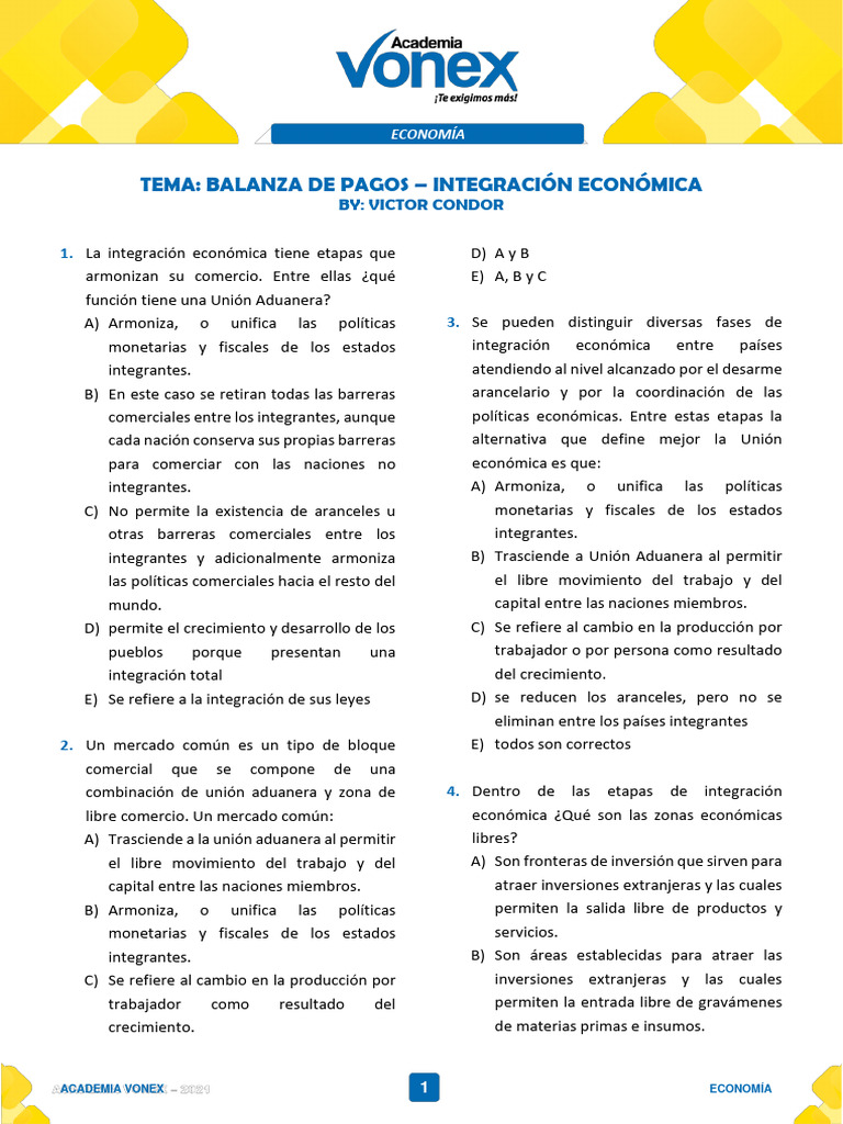 Sin SM Ec S16 24 Ii VC | PDF | Integración económica | Balance de pagos