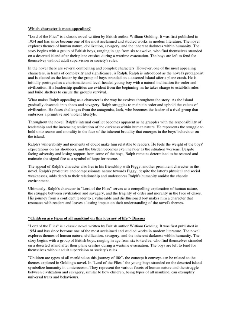 Lord of The Flies | PDF | Narration | Narrative