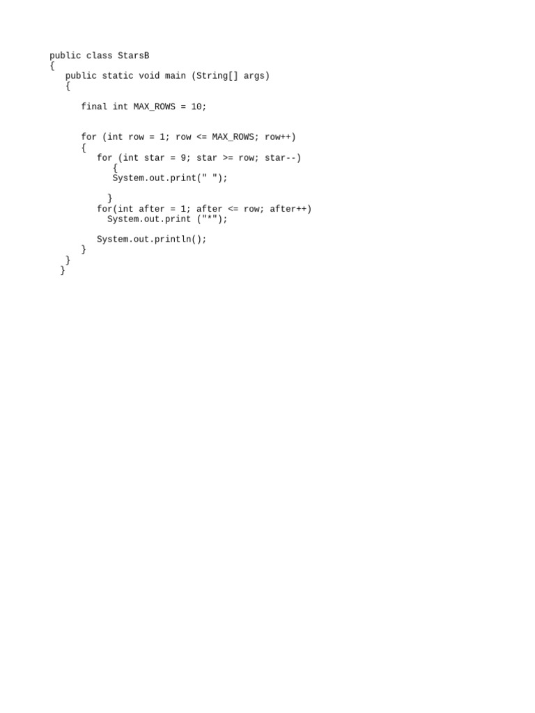 Java Star Pattern Program | PDF | Technology & Engineering