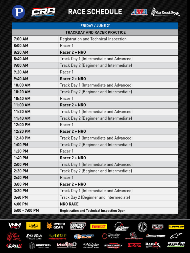 Race Schedule Insta | PDF | World Auto Racing Series | Formula Racing ...