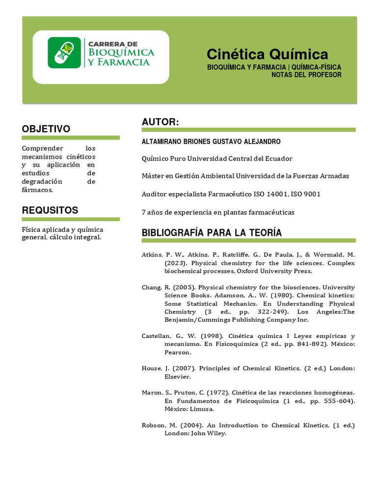 Resumen de CinÃ©tica QuÃ Mica | PDF | Velocidad de reacción | Cinética química
