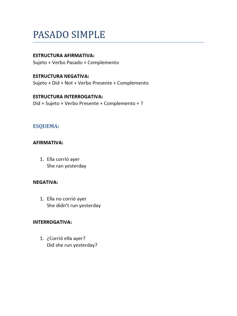 Pasado Simple | PDF