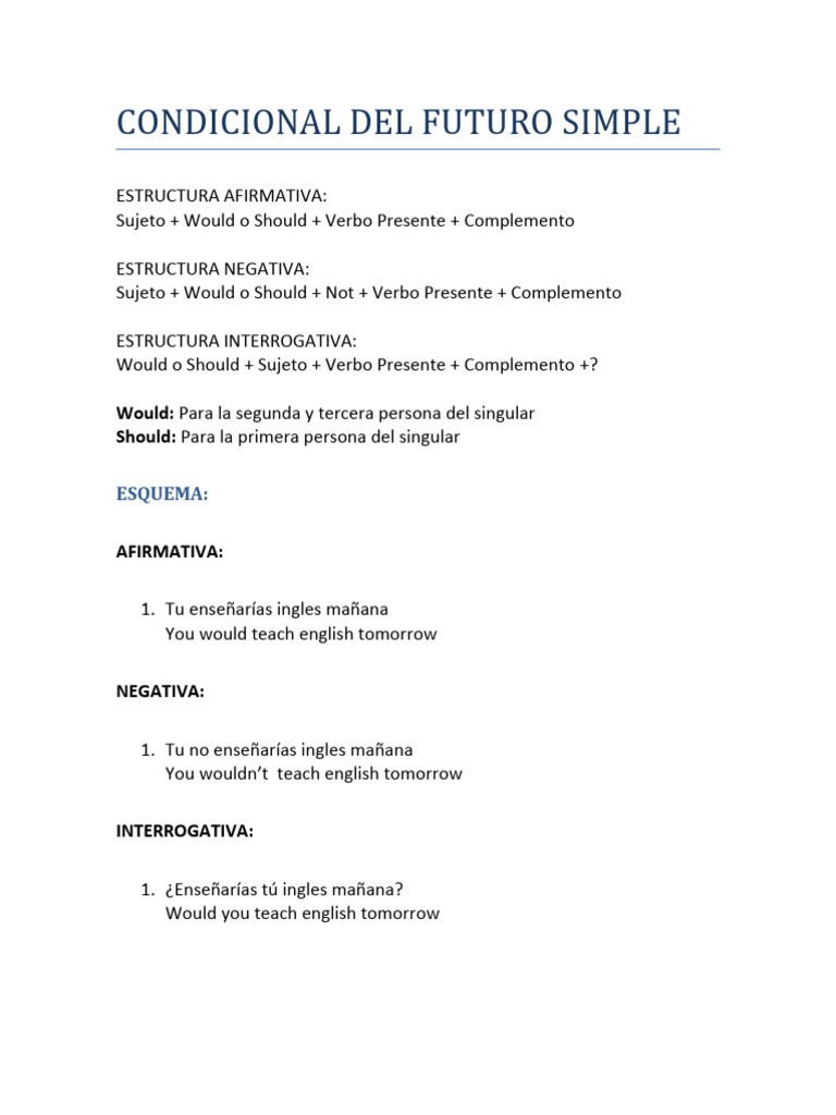 Condicional Futuro Simple | PDF