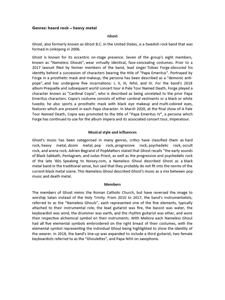 Ghost Band | PDF | Heavy Metal Music