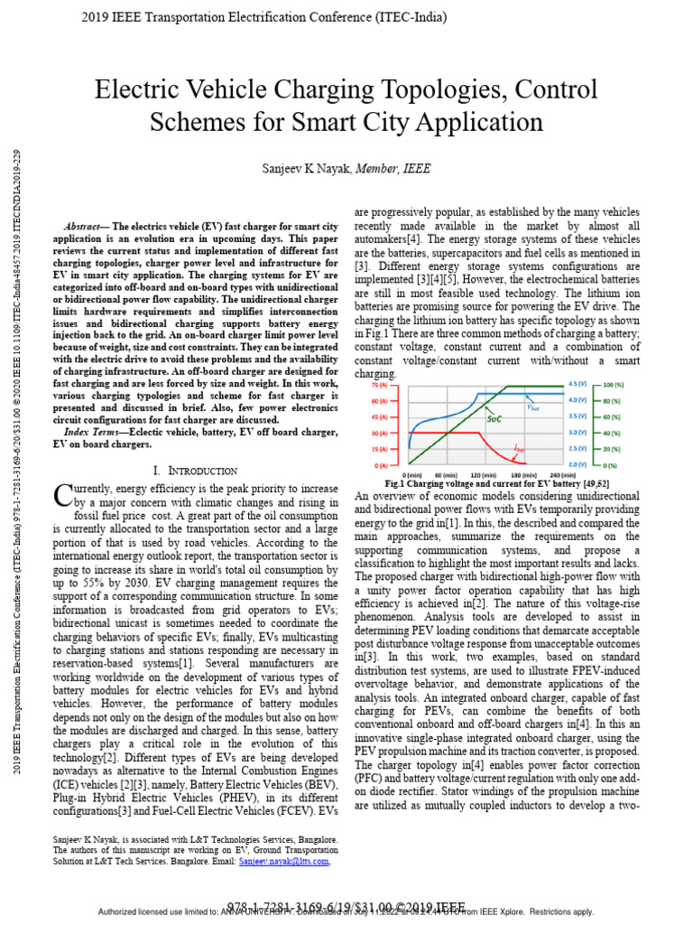 Electric Vehicle Charging Topologies Control Schemes For Smart City Application | PDF ...