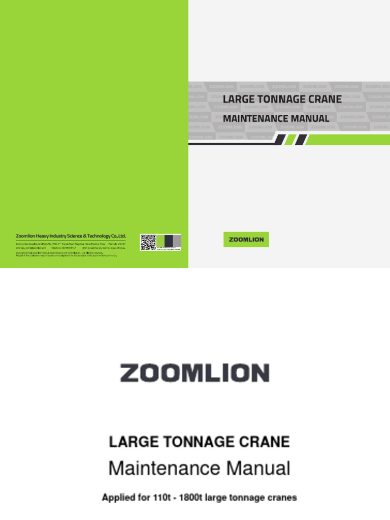 Large Tonnage Crane Maintenance Manual Book | PDF | Crane (Machine) | Oil