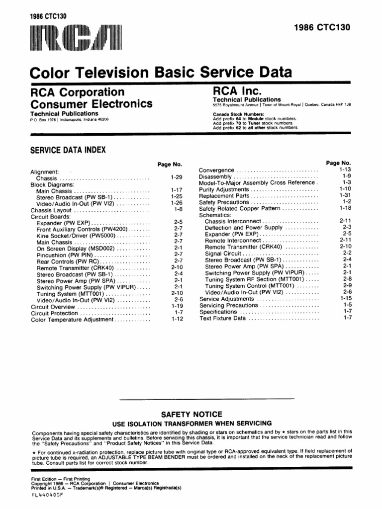 RCA CTC130 Service Manual | PDF