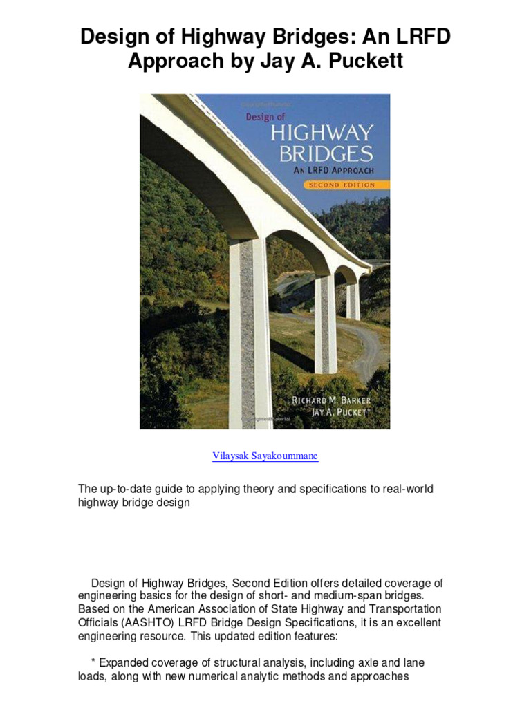 Design of Highway Bridges An LRFD Approach by Jay A Puckett - 5 Star Review | PDF