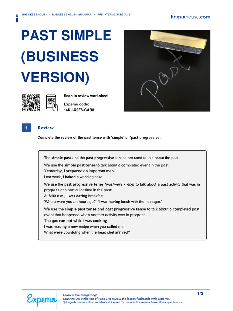 Past Simple (Business Version) : Review | PDF | Linguistics | Language Families