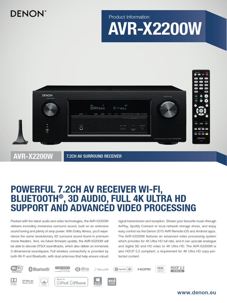 Avr-X2200w En03 | PDF | Hdmi | Electrical Engineering