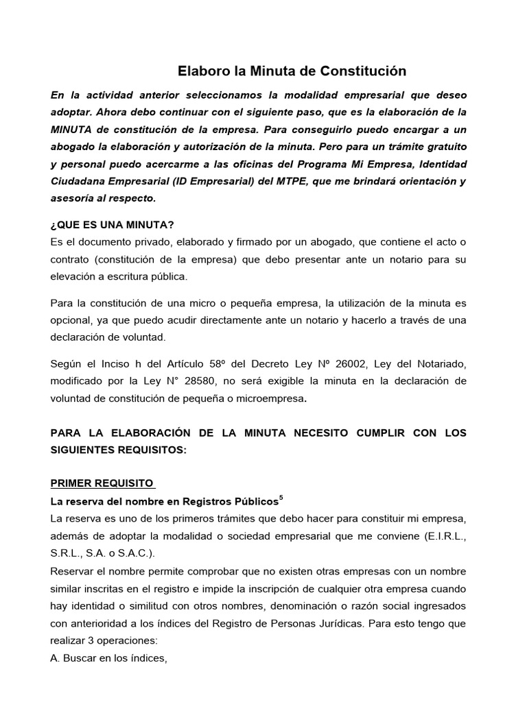 Doc. Notariales - Minuta y Escritura P. | PDF