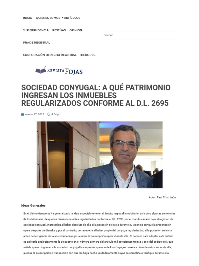 Sociedad Conyugal - A Qué Patrimonio Ingresan Los Inmuebles ...