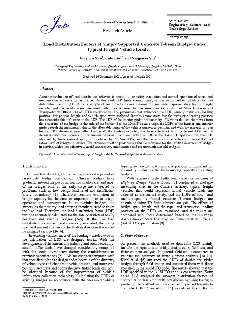 Load Distribution Factors in T-beam Bridges | PDF | Bridge | Truck