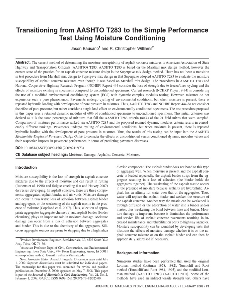 Transitioning From AASHTO T283 To The Simple Performance Test Using ...