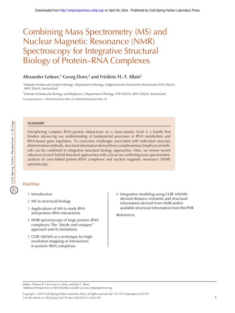 Cold Spring Harb Perspect Biol-2019-Leitner-A032359 | PDF | Mass ...