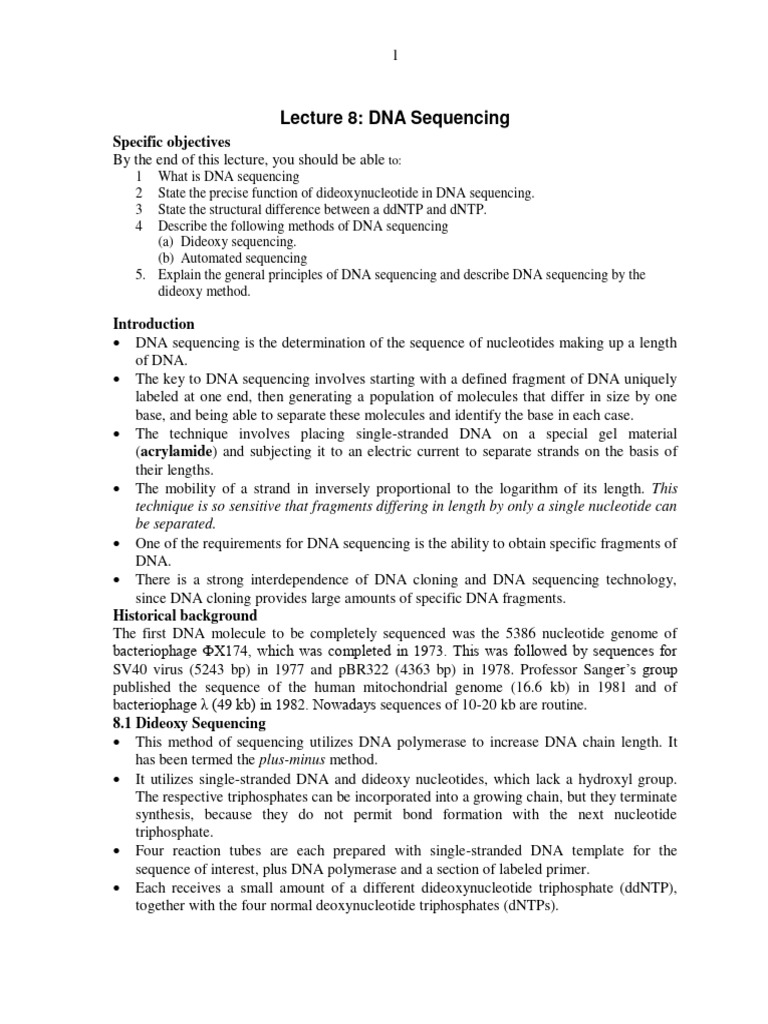 L8 DNA Sequencing | PDF | Dna Sequencing | Dna