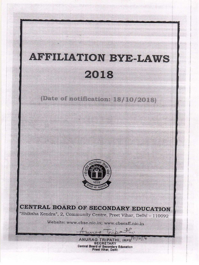 affiliation-Bye-Laws - CBSE | PDF