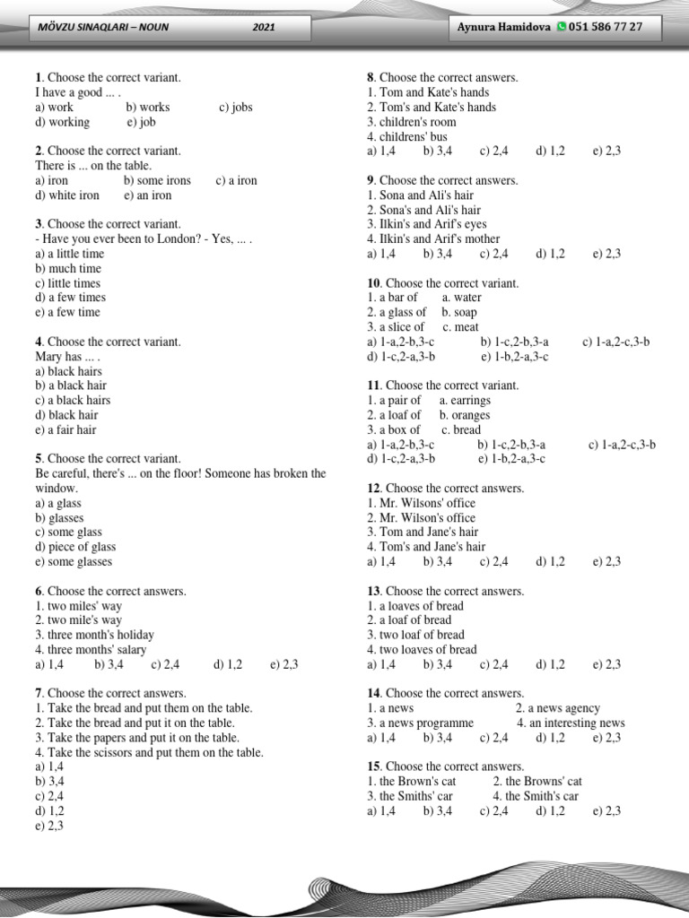 Movzu Sinaqlari Noun | PDF | Linguistics | Linguistic Morphology