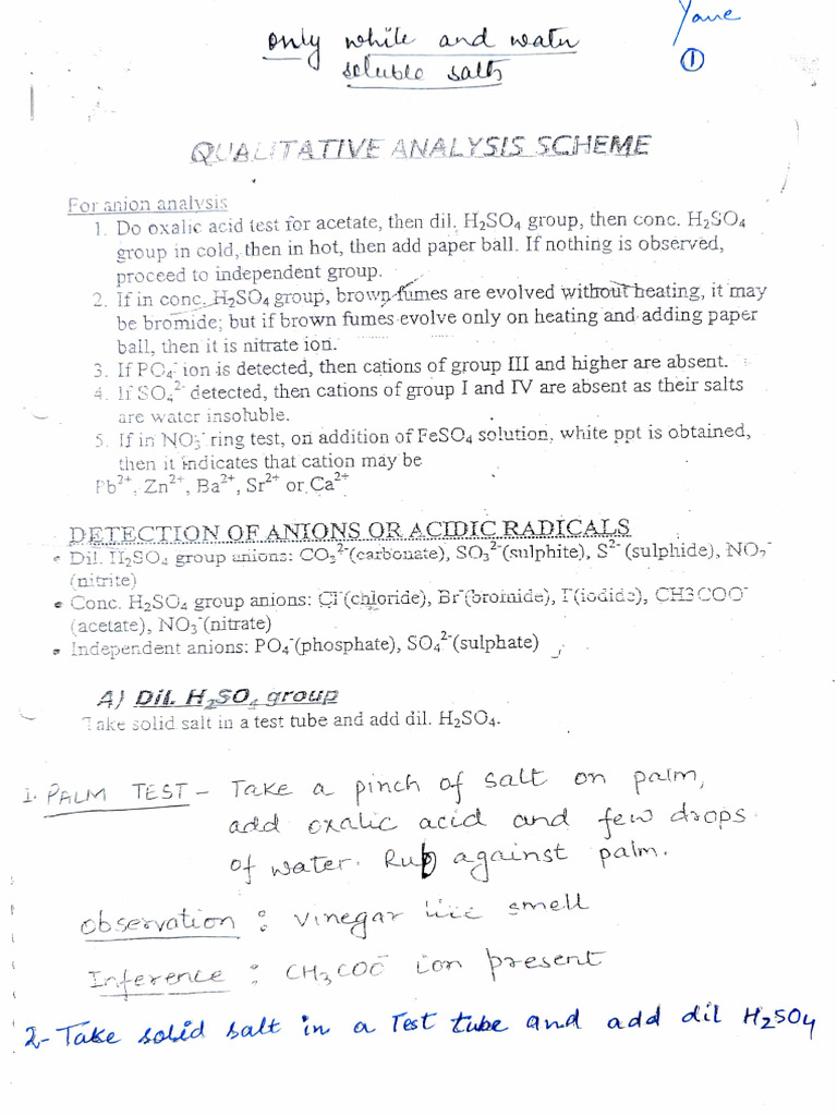 Salt Analysis Scheme | Download Free PDF | Salt (Chemistry) | Chemical ...