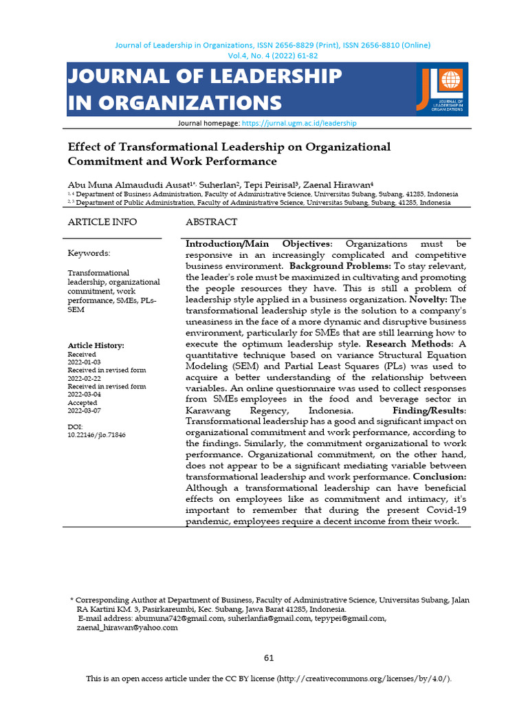 Transformasional Leadership | PDF | Leadership | Transformational Leadership