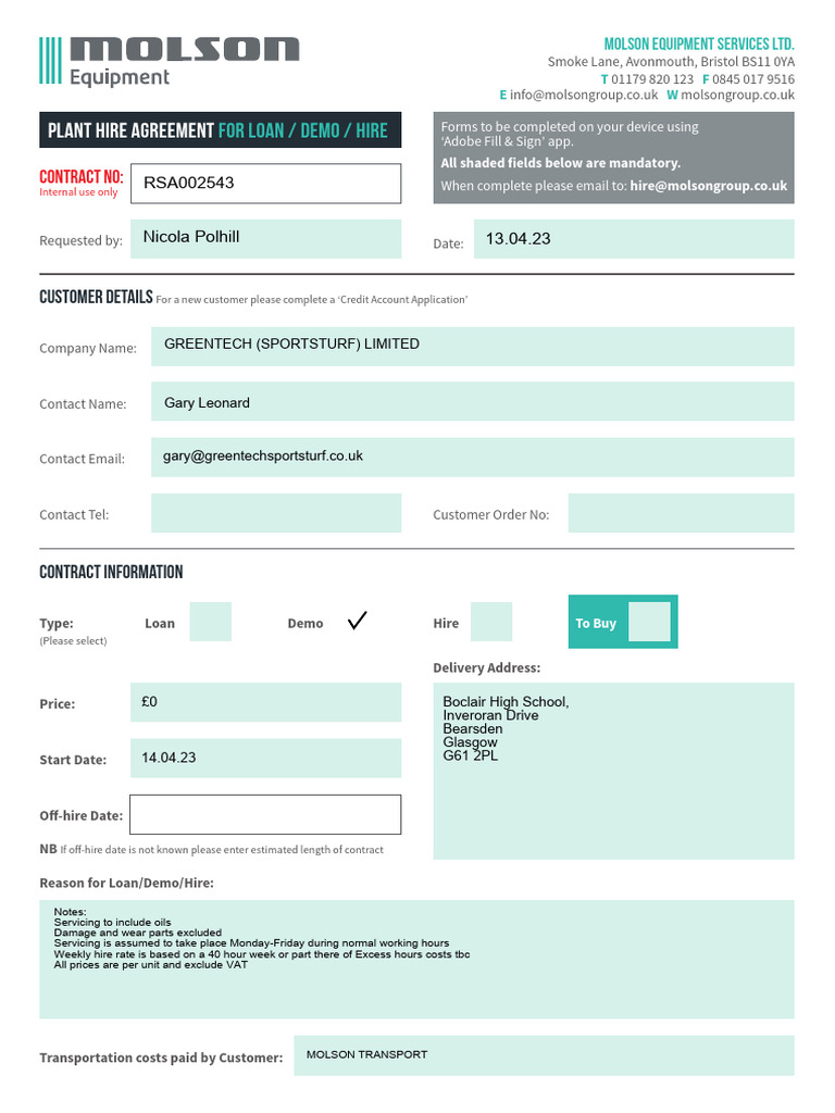 RSA002543 - Demo Agreement Greentech | PDF