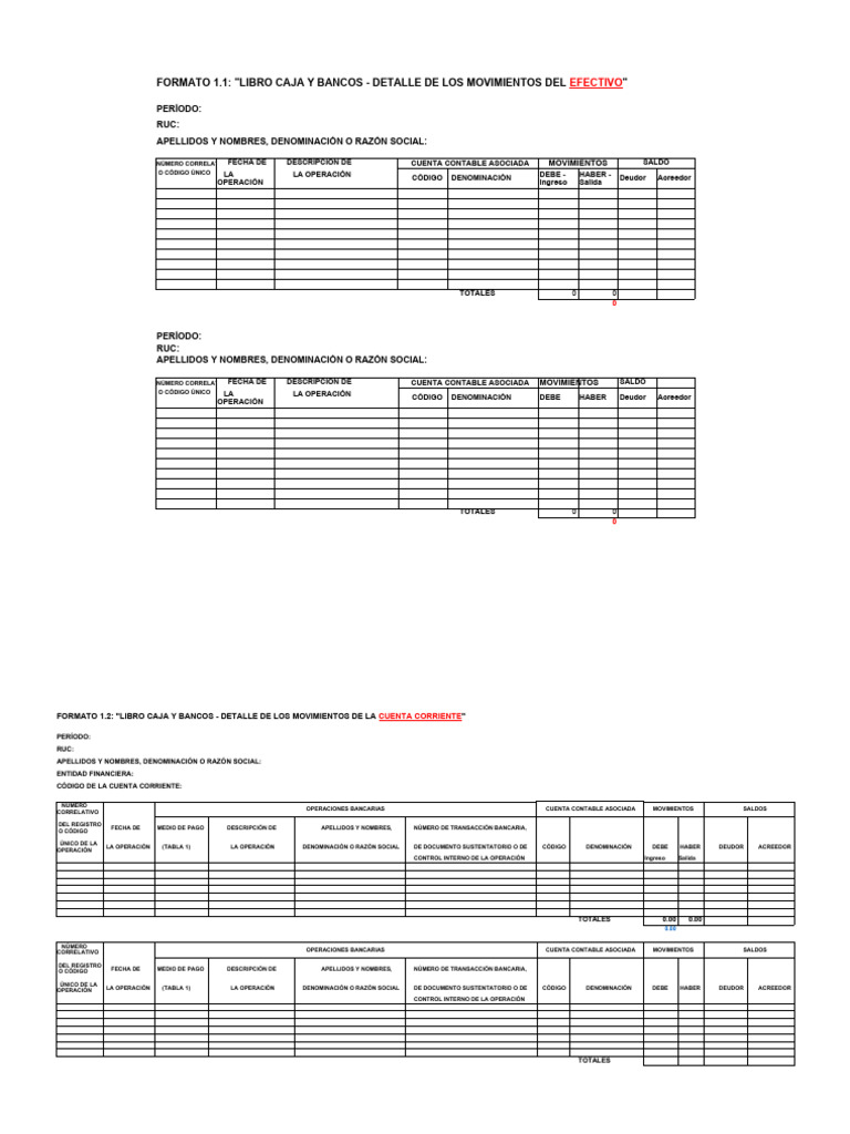 Formato1 1 - 1 2 - Libro Caja-Bancos.G4 | PDF | Contabilidad | Bancos