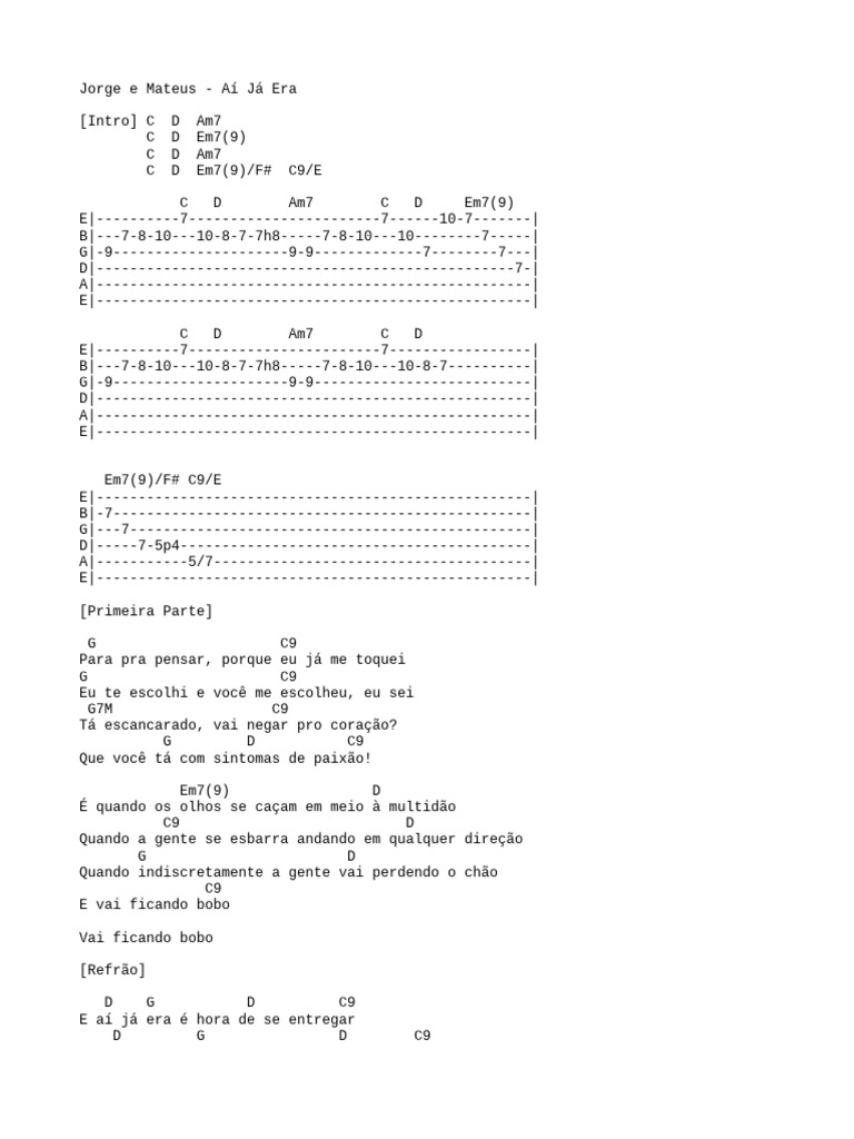 Letra e Acordes de "Aí Já Era" | PDF