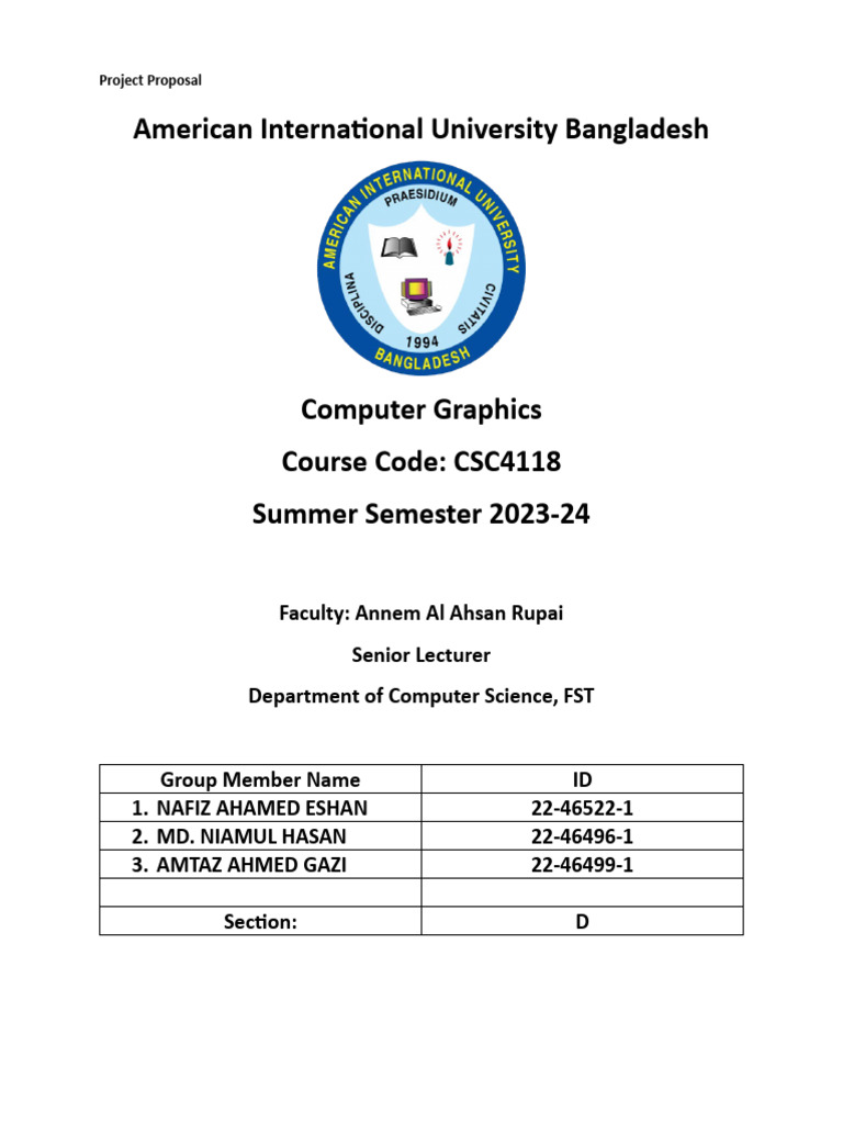 Project Proposal of CG Copy 2-2 | PDF