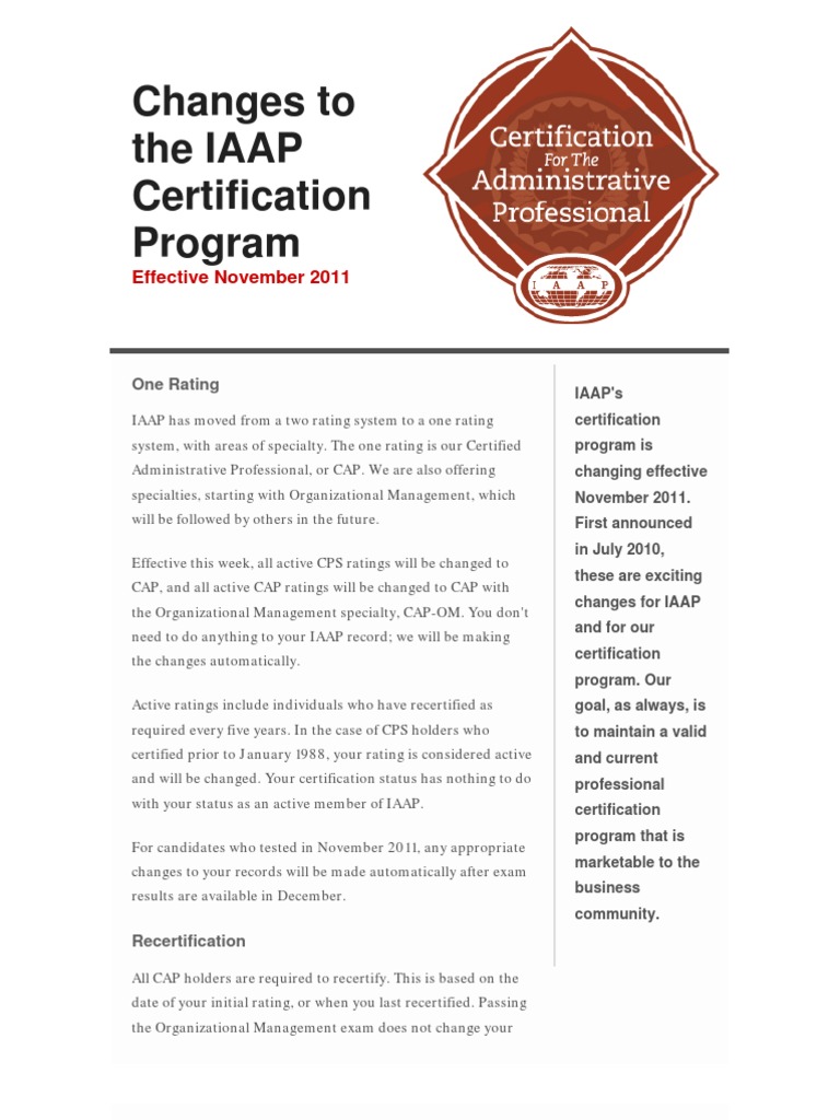 Changes To IAAP | PDF | Professional Certification | Certification