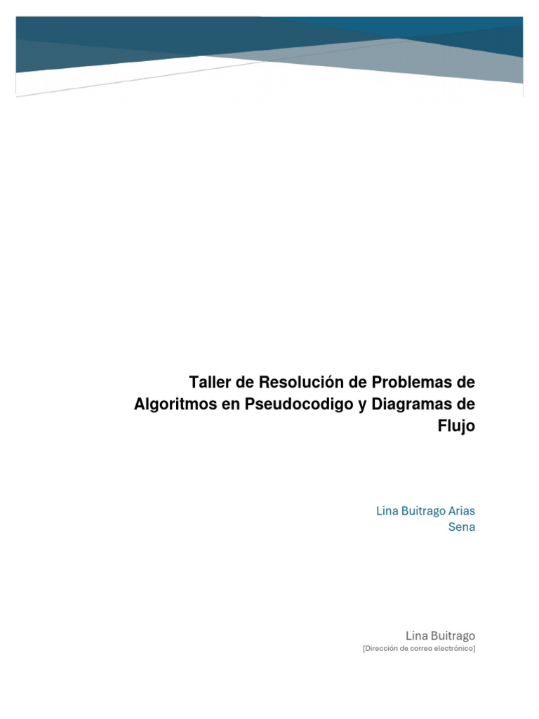 Taller de Resolución de Problemas de Algoritmos en Pseudocodigo y Diagramas de Flujo | PDF ...