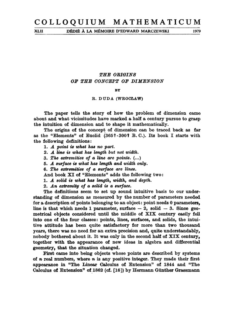 The Origins of The Concept of Dimen | PDF