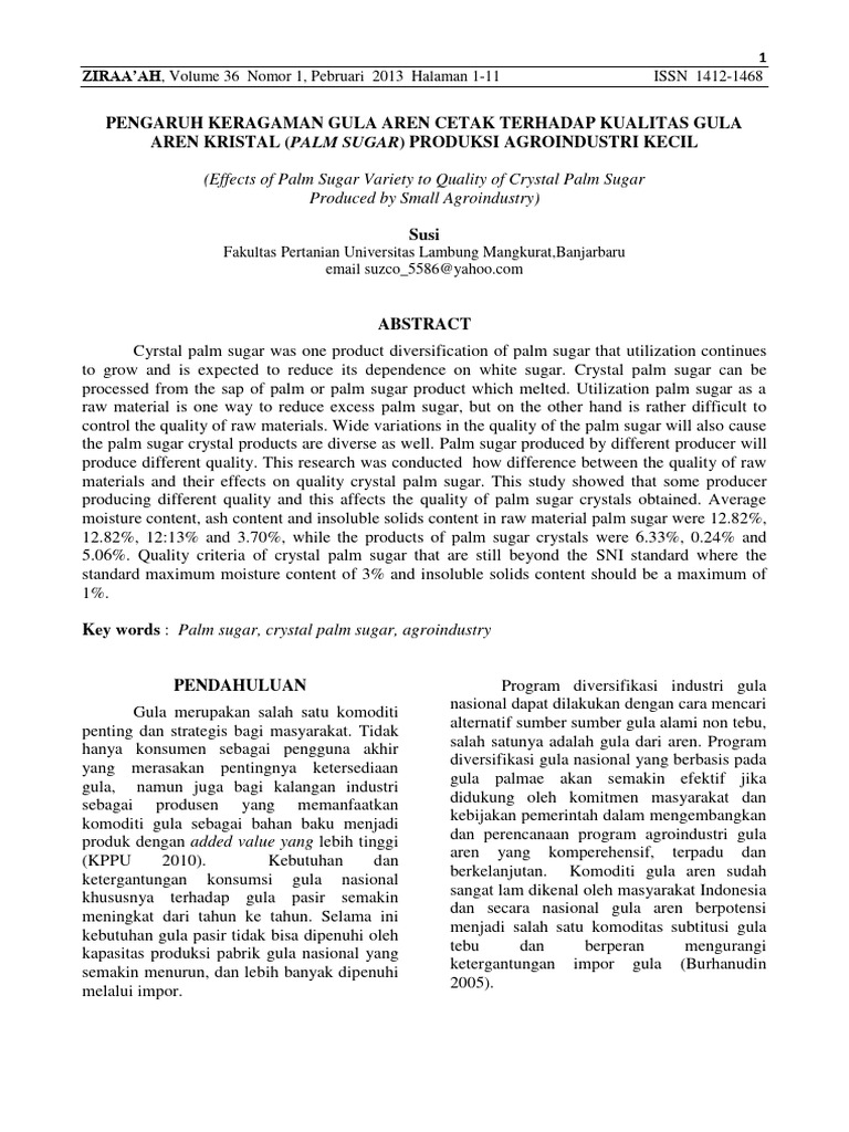 Pengaruh Keragaman Gula Aren Cetak Terha | PDF