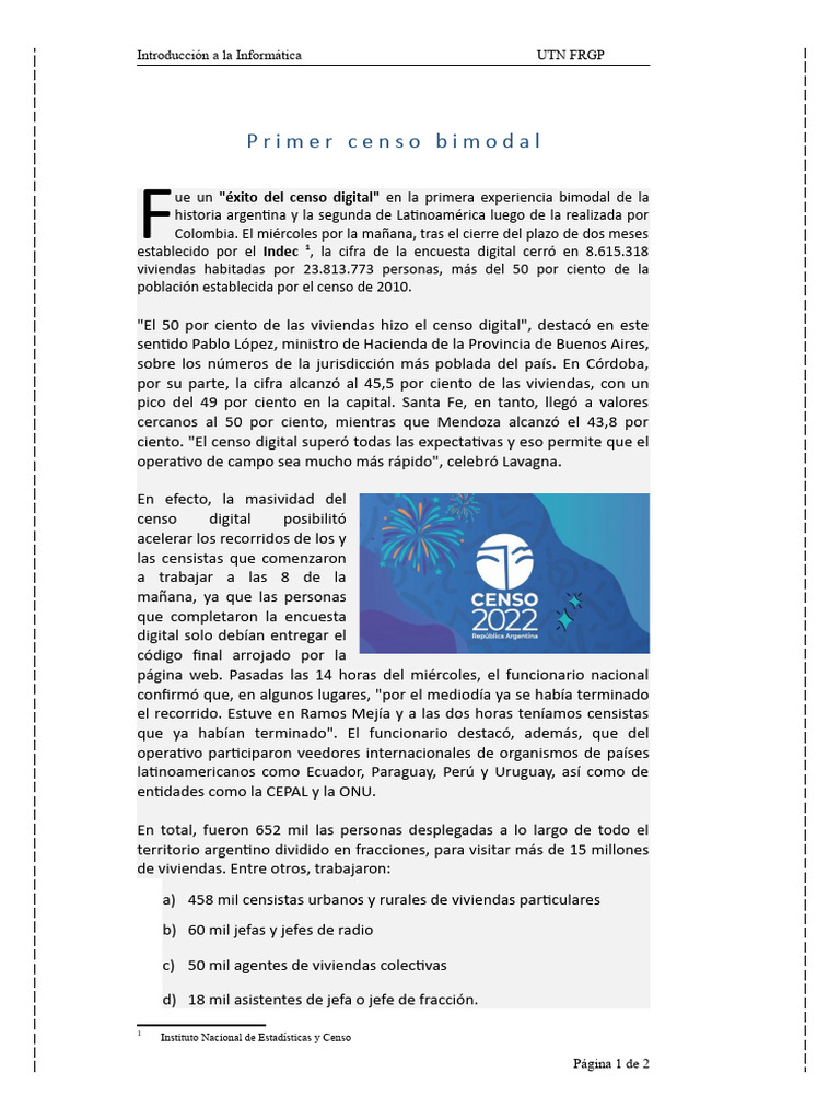 Primer Censo Bimodal Ult | PDF | América del Sur