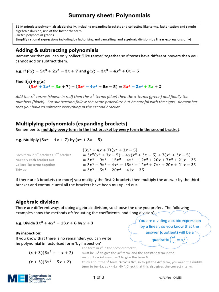 6 Polynomials | PDF | Polynomial | Factorization