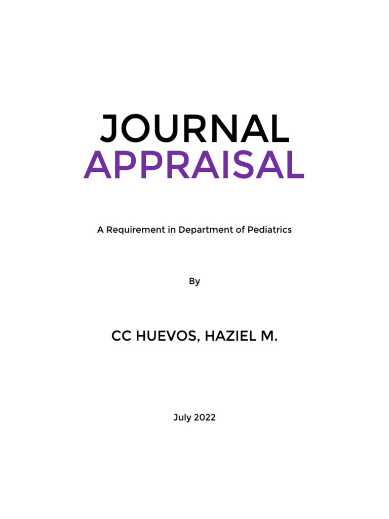 CC HUEVOS - Journal Appraisal | PDF | Preterm Birth | Medical Specialties