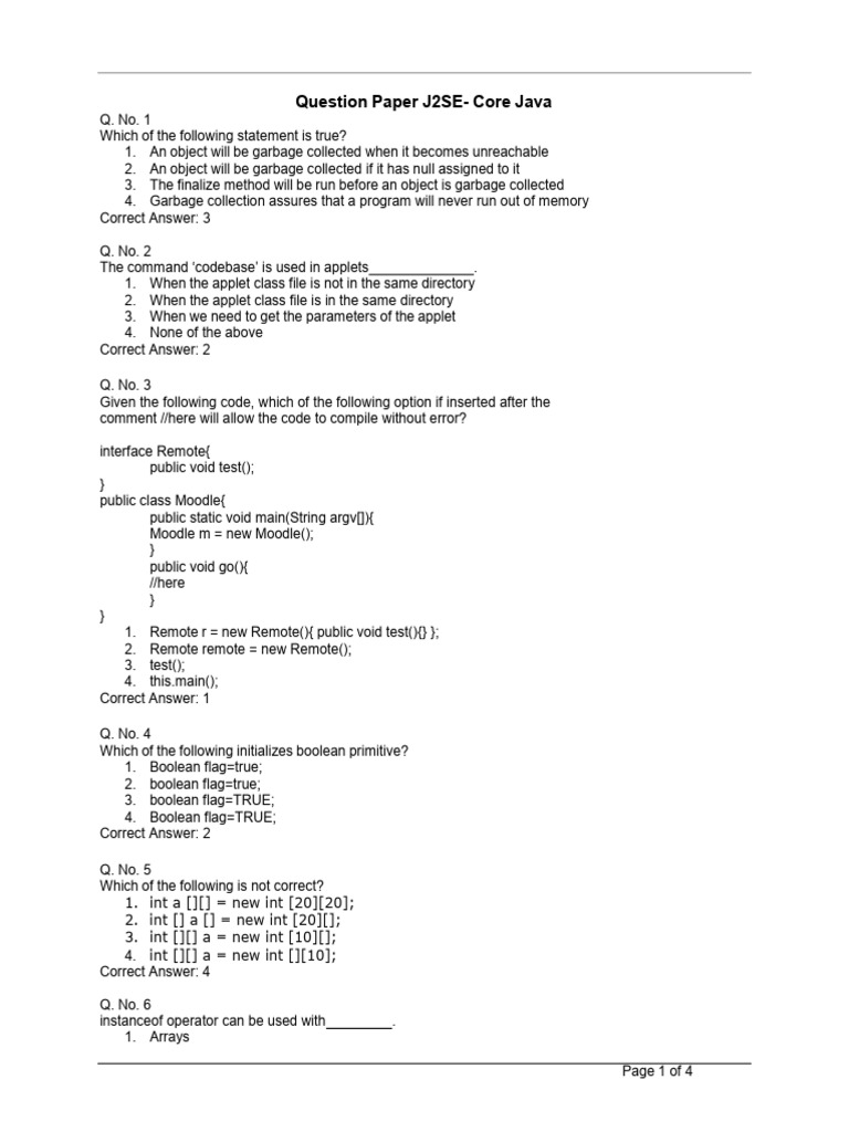 DAC - EANDC - QB - Question Bank For J2SE | PDF | Class (Computer Programming) | Method ...