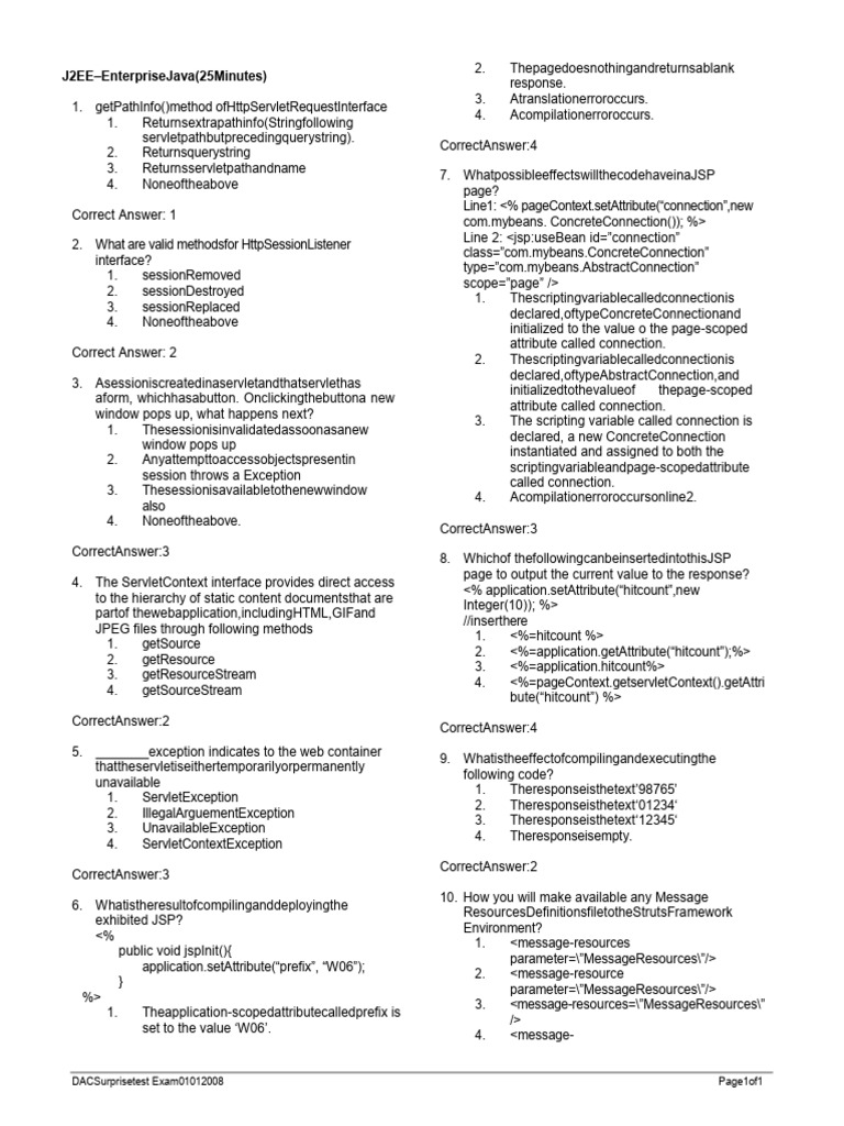 DAC - EANDC - QB - Question Bank For J2EE | PDF | Software Design | Computer Engineering