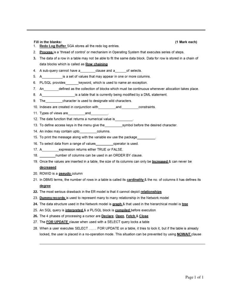DAC - EANDC - QB - Question Bank For DBT | PDF | Sql | Databases