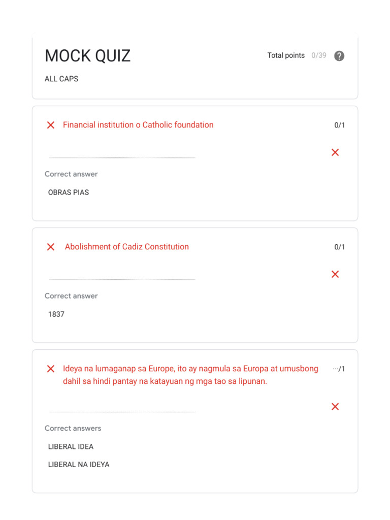 Mock Quiz | PDF | Former Spanish Colonies | Philippines