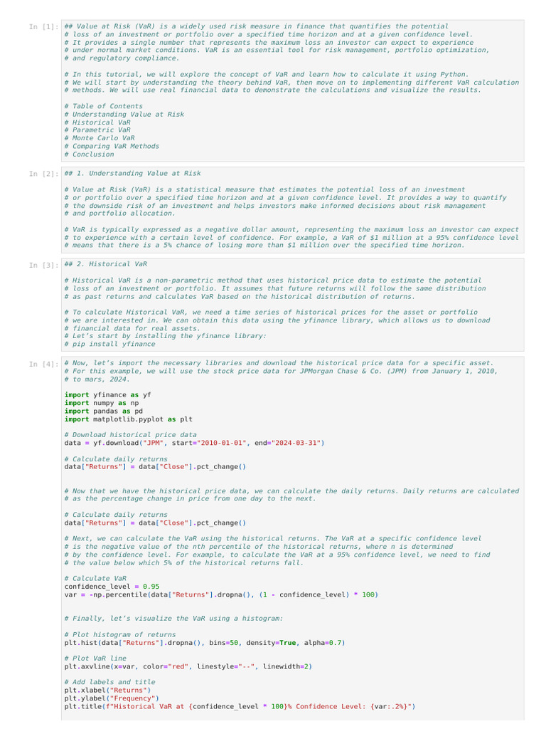 Calculating Value at Risk (VaR) Methods | PDF | Value At Risk | Risk