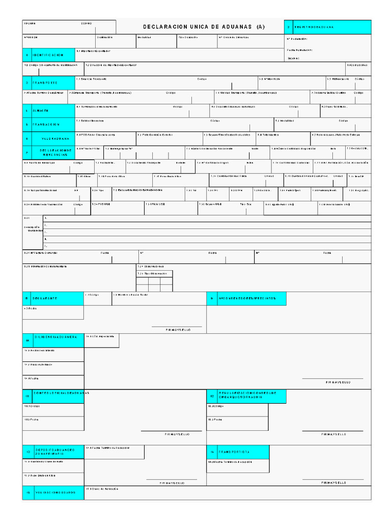 Formato A de La Declaracion Unica de Aduanas | PDF