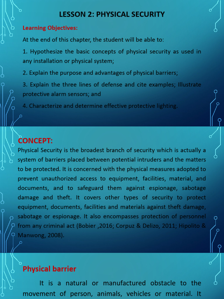 Lesson 2: Physical Security: Learning Objectives | PDF | Physical Security
