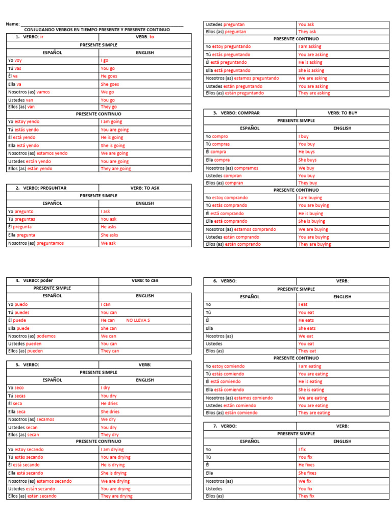 respuestas VERBOS | PDF