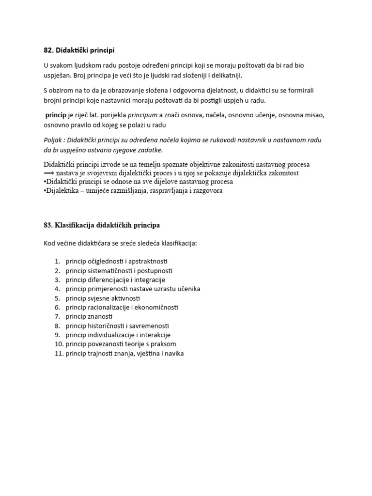 didaktički principi | PDF