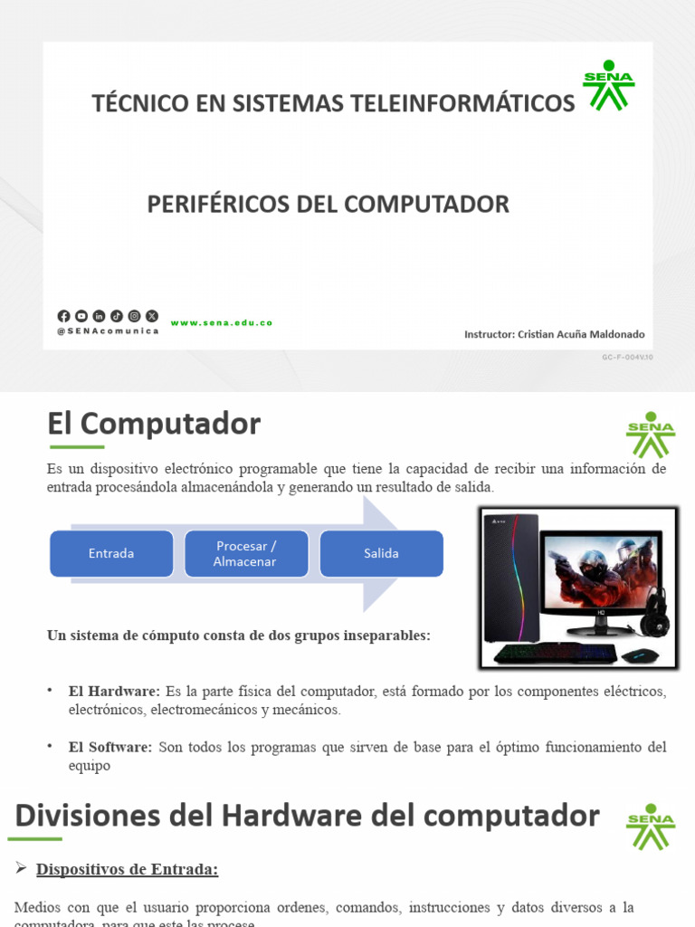 1 - Presentación Perifericos | PDF | Hardware de la computadora | Periférico