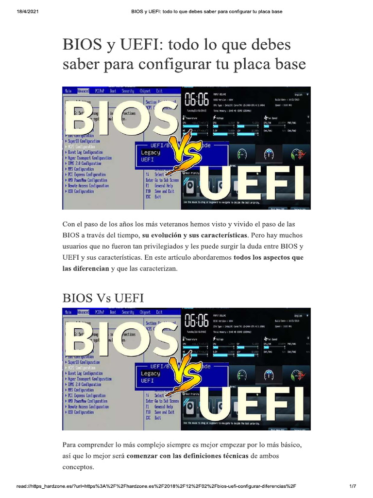 BIOS y UEFI - Todo Lo Que Debes Saber para Configurar Tu Placa Base ...