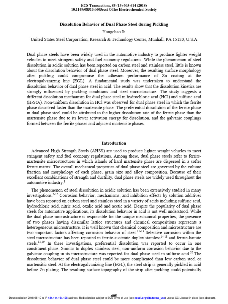 Dissolution Behavior DP | PDF | Steel | Stainless Steel